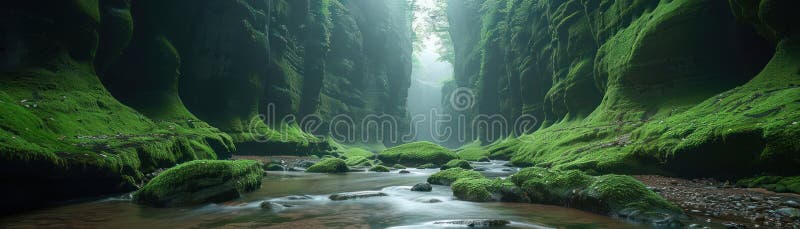 Stunning Panoramic View of a Scenic Passageway through Lush Green ...