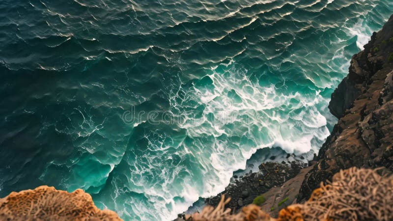 Stunning Panoramic View of the Sparkling Ocean from a Cliffs Edge ...