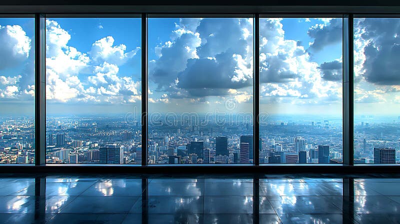 Stunning Panoramic View of a Sprawling Cityscape Seen through Large ...