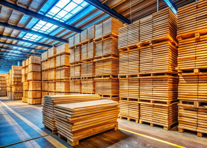 Stunning Panoramic View of Stacked Pine Lumber Ideal Background for ...