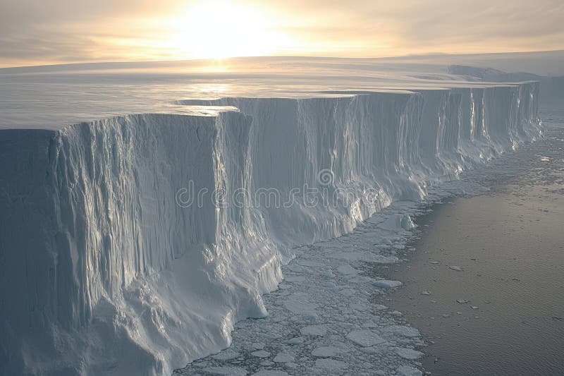 Majestic Antarctic Ice Cliff at Sunset a Breathtaking Glacial Landscape ...