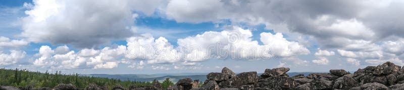 Stunning Panoramic View of the Valley and Blue Sky with Clouds with ...