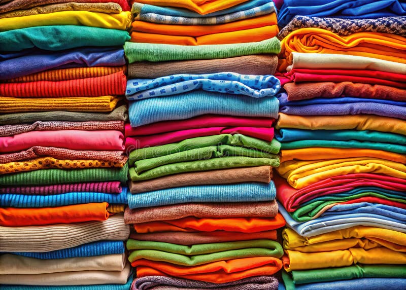 A Stunning Panoramic View of a Vibrant Laundry Stack a Colorful Display ...