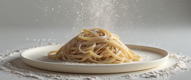 Stunning Pasta Dish with a Dramatic Flour Shower Stock Photo - Image of ...