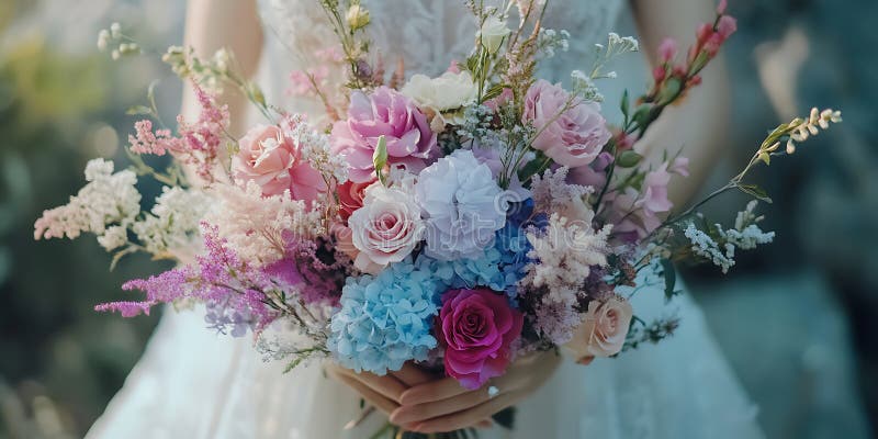 Stunning Pastel Wedding Bouquet Flower Inspiration Stock Illustration ...