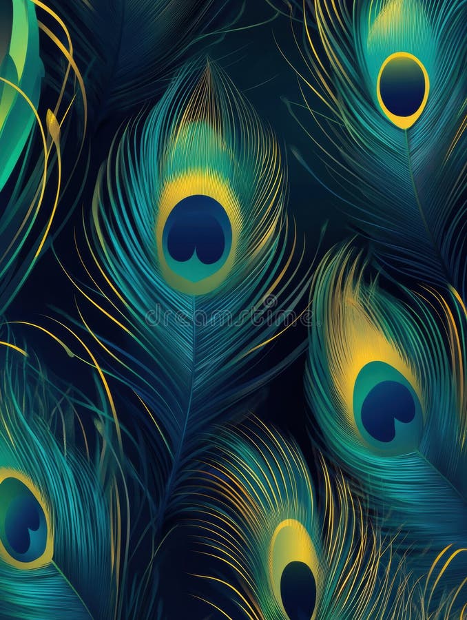 Stunning Pattern of Vibrant Peacock Feathers with Rich Colors and Ample ...