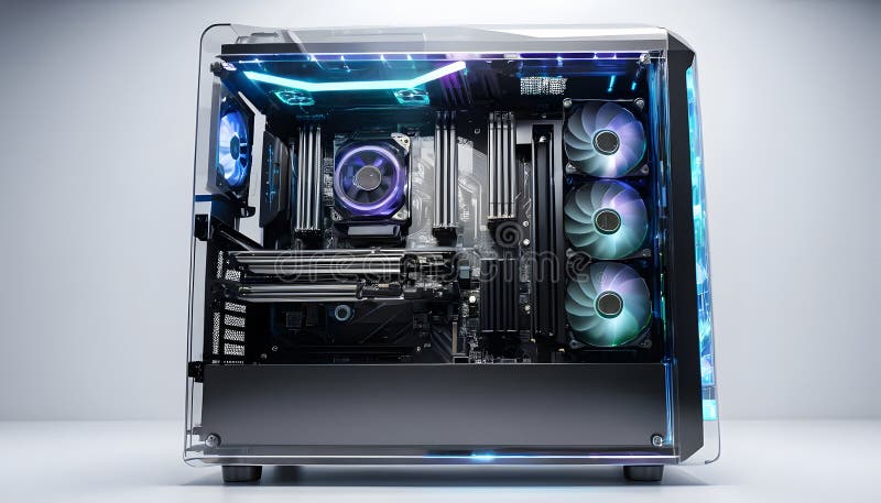 Sleek PC Build Showcase stock image. Image of computer - 385315603