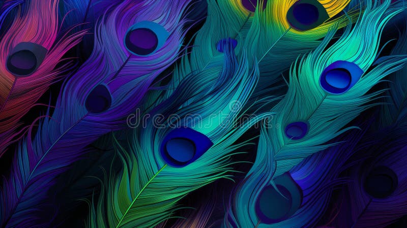 Stunning Peacock Feather Artwork with Soft Hues, Flat Texture ...