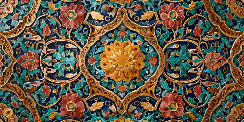 Stunning Persian Tile Design Intricate Floral Patterns Vibrant Colors ...