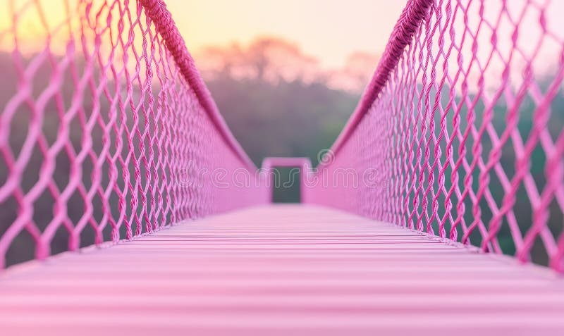 A Stunning Perspective View of a Pink Bridge with a Serene Landscape in ...