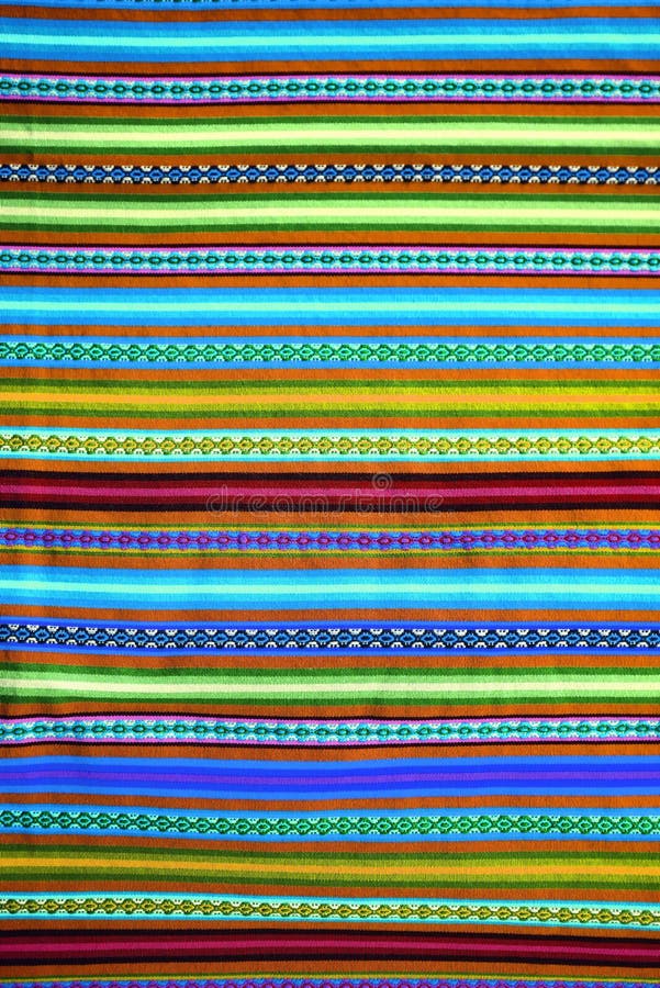 Peruvian Traditional Textile in Blue and Green Tone Horizontal Strips ...
