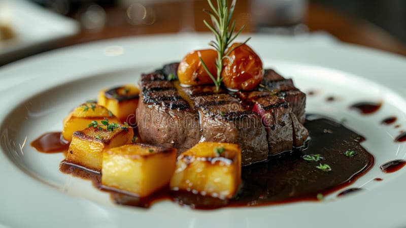 Gourmet Dining Delight: a Beautifully Presented Plate of Sumptuous ...