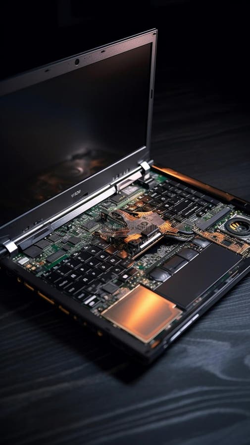 Intricate Circuitry: a Close-Up of a Laptops Inner Workings Stock ...