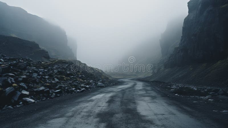 Mystical Ravine in Iceland: a Captivating Journey through Fog Stock ...