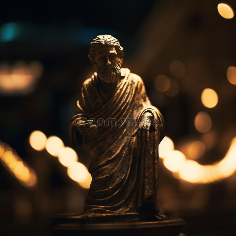 Illuminated Religious Statue with Abstract Shapes Stock Illustration ...