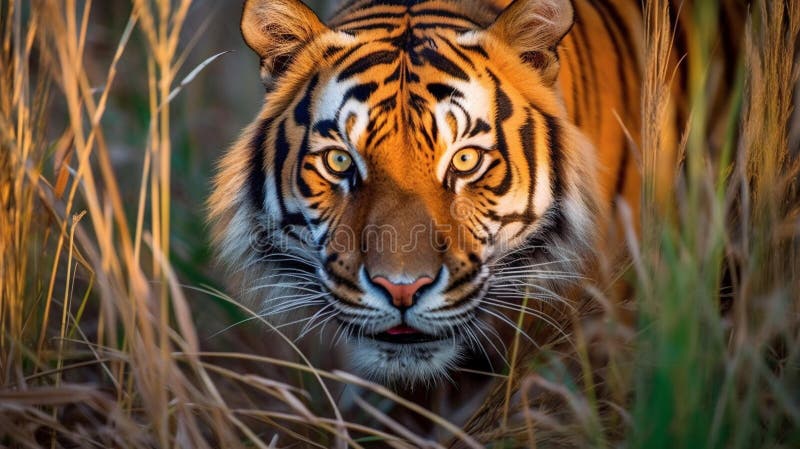 Fierce Tiger in Dawns Blue Light Stock Illustration - Illustration of ...