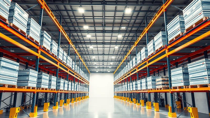 Spacious Empty Modern Warehouse with High Racks a Professional ...