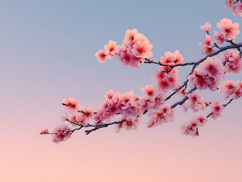 Stunning Pink Cherry Blossoms at Sunset a Serene Springtime Scene Stock ...