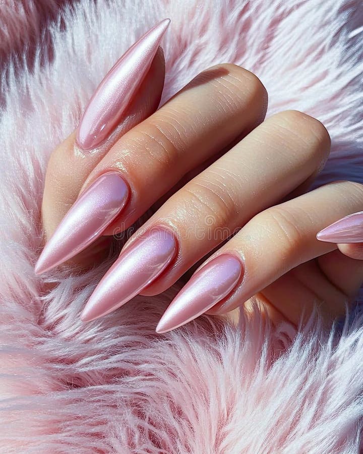 Stunning Pink Chrome Nails Shining Brightly Under the Soft Glow of ...