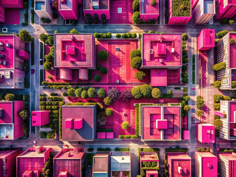 Stunning Pink Map Squares a Modern Architectural Visualization ...