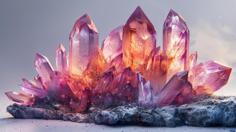 Stunning Pink and Orange Crystals - Generative Ai Stock Illustration - Illustration of bright ...