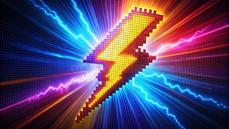 Stunning Pixel Art Lightning Bolt Detailed Flash with Deep Focus ...