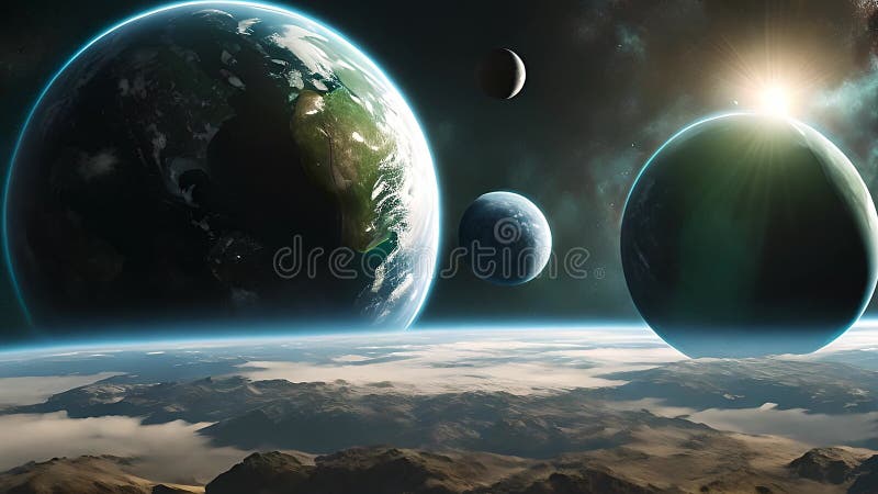 Stunning Planetary System with Multiple Earth-like Planets Stock Video ...