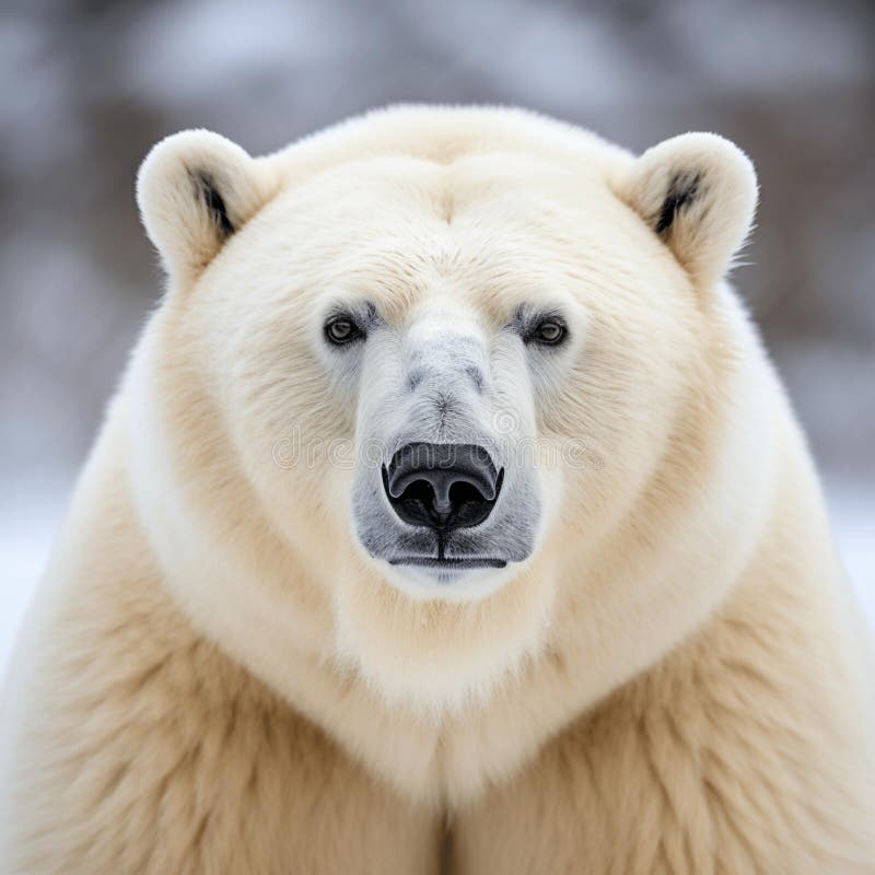 Majestic Polar Bear Staring Directly at Camera with Snowy Background ...