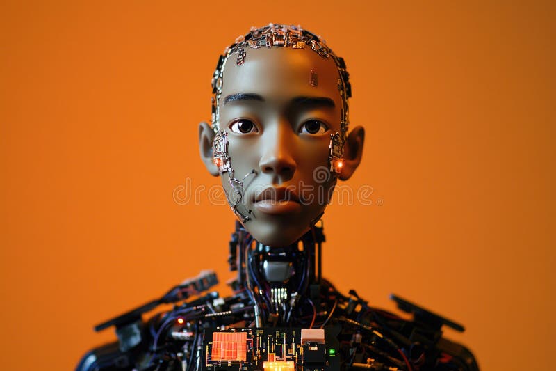 Realistic Humanoid Robot with Circuit Details Showcasing Advanced ...