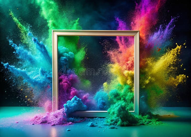 Stunning Powder Paint Explosion Display Frame a Vibrant Visual ...