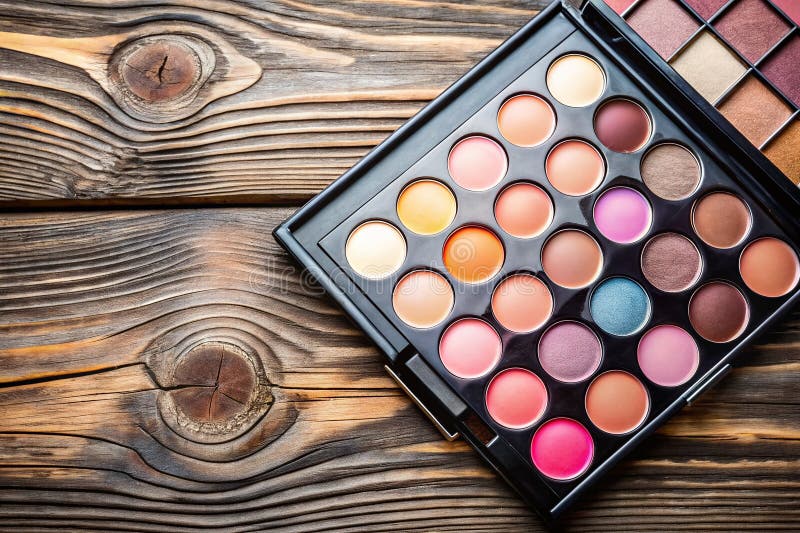 Stunning Professional Makeup Palette Displayed on a Rustic Wooden Table ...
