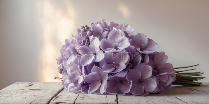 Stunning Purple Flowers on Rustic Wooden Table Stock Photo - Image of ...