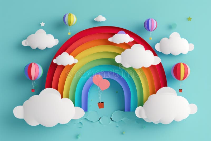 Stunning Rainbow with Clouds Balls. Generate Ai Stock Image - Image of ... Stunning Rainbow with Clouds Balls. Generate Ai Stock Image - Image of ...