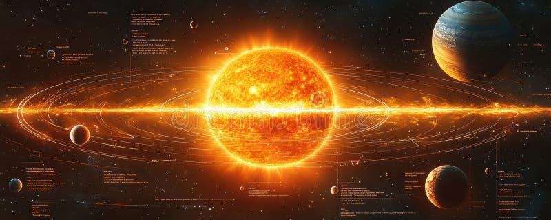 Realistic Solar System with Sun and Planets in Cosmic Space Stock Image ...