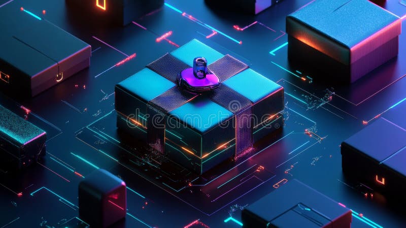 A Stunning Realistic Image of a Cyber Gift Box Surrounded by ...
