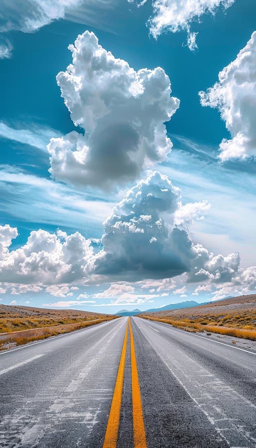 A Stunning Realistic Image of an Open Road Toward the Horizon Under a ...
