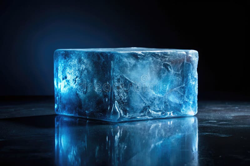 Stunning Rectangular Blue Ice Block with Intricate Cracked Texture ...