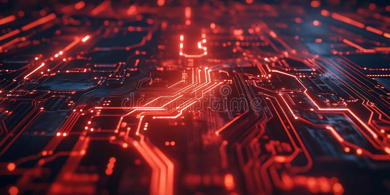 Stunning Red Circuit Board Background HighResolution Digital Art Stock ...