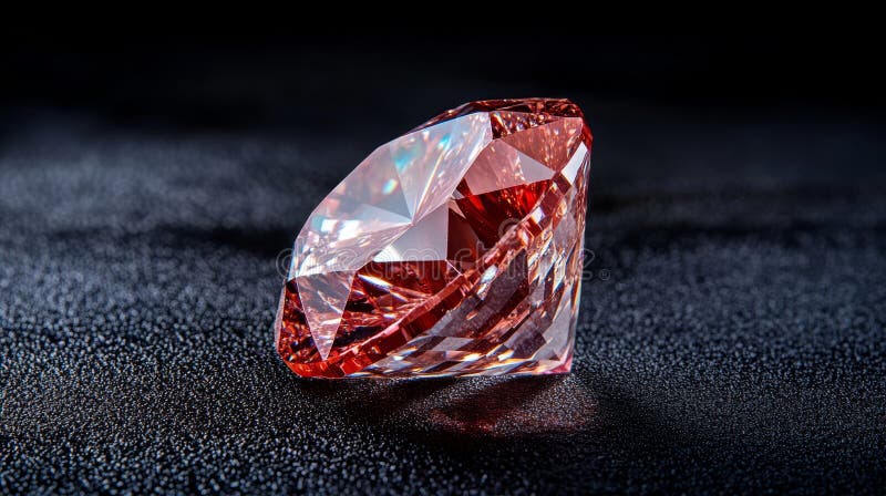 Stunning Red Diamond on Textured Black Surface Highlighting Facets ...