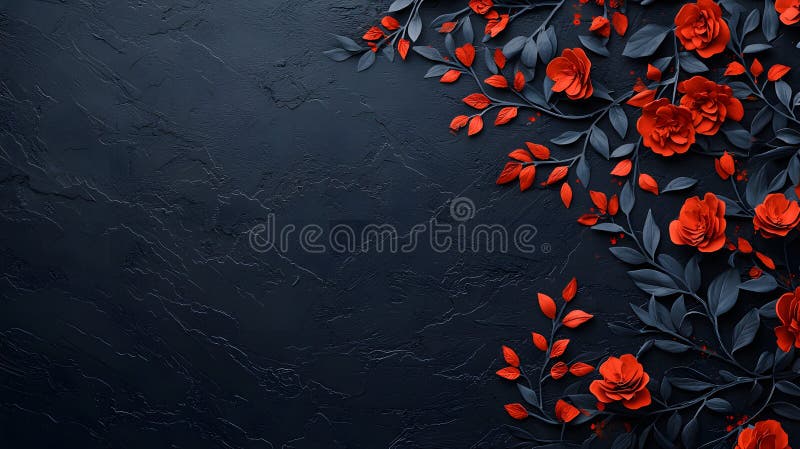 Stunning Red Floral Patterns Against a Dark Background Creating a ...