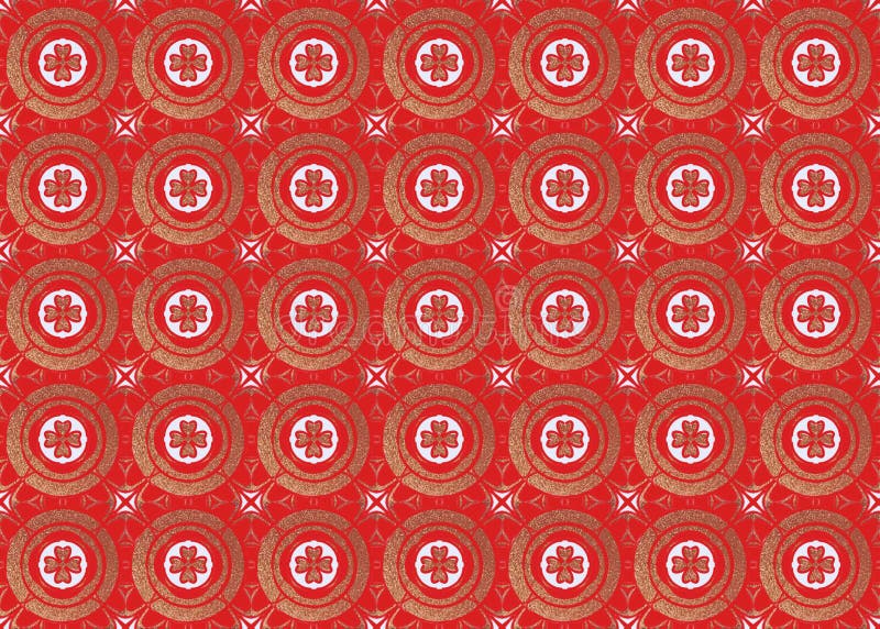 Stunning Red and Gold Shapes in Small Scale Repeat Pattern Stock ...