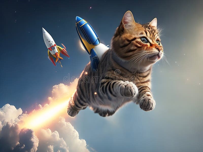 Rocket cat stock illustration. Illustration of stunning - 280588942