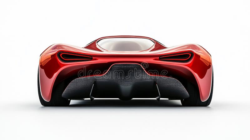 Stunning Red Sports Car Back View Isolated on White Background Stock ...