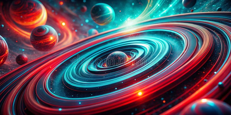 Stunning Red and Teal Vortex Abstract Circles a Captivating TiltShift ...