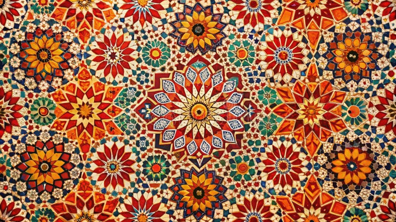 Stunning RedOrange Moroccan Geometric Tiles a Seamless Islamic Pattern ...