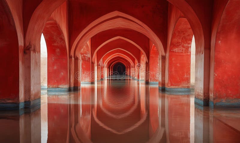 Stunning Reflection of Red Arches in Tranquil Water at Historical ...