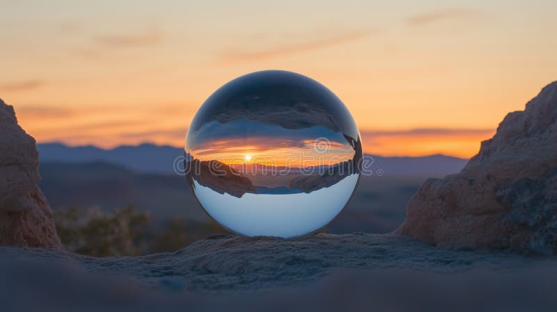 A Stunning Reflective Sphere Captures the Last Light Stock Image ...