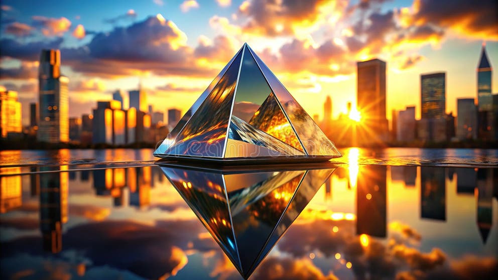 Stunning Reflective Triangular Prism a Geometric Optical Illusion with ...