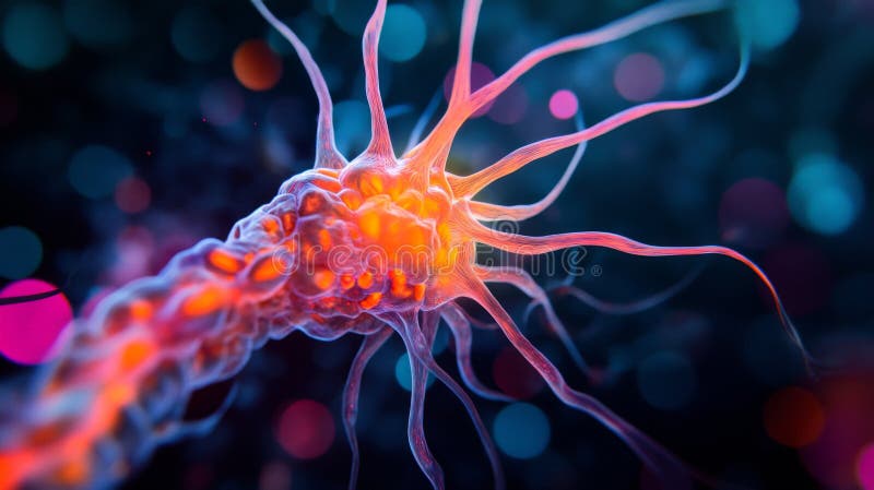 Intricate Neon Neuron Design Glowing Against a Dark Background. the ...