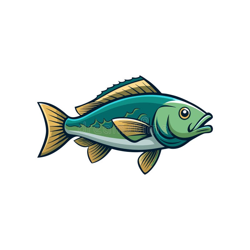 Brightly Colored Pacific Cod Fish Illustration with Detail Stock ...